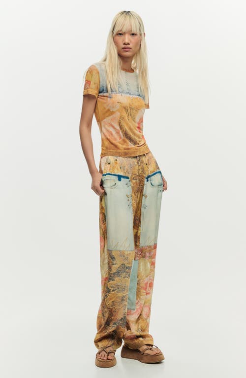 DESIGUAL Straight Leg Patchwork Pants